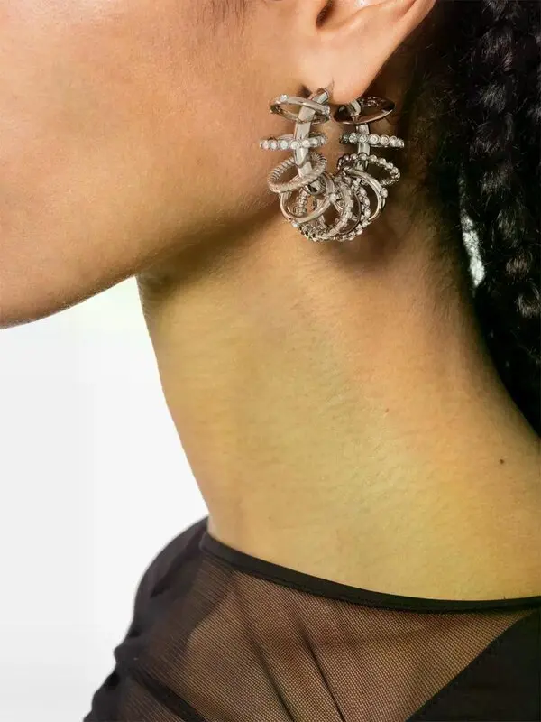 Amina Muaddi Multi-ring Hoop Earrings With Crystal Embellishments