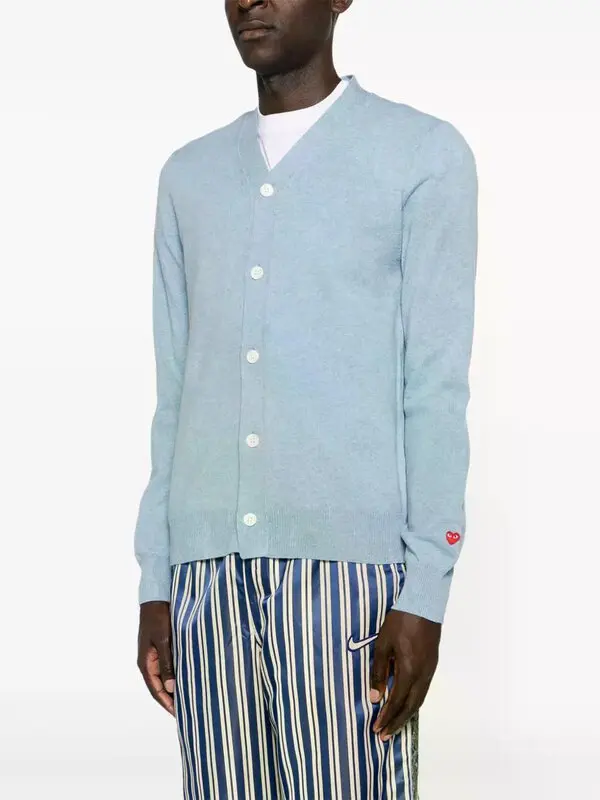 Play Comme Des Garcon Heart-patch Wool Cardigan
