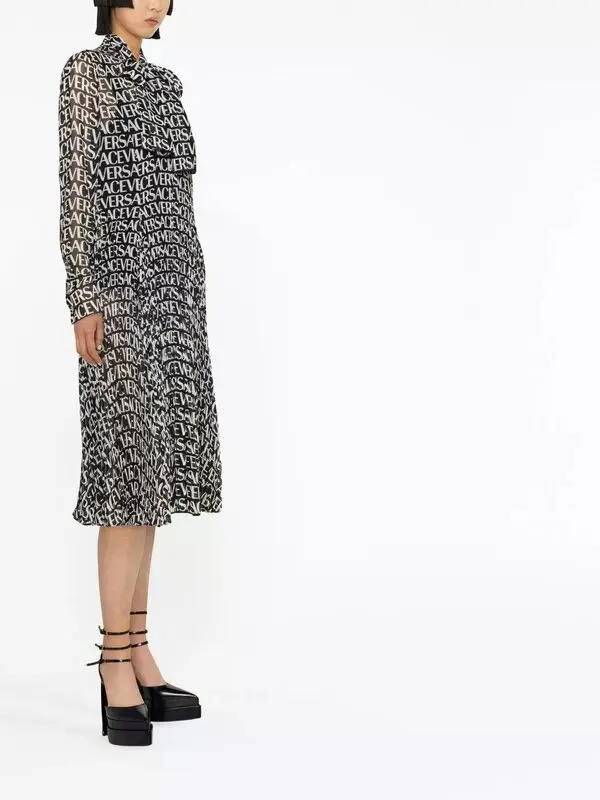 Versace Logo-print Silk Shirtdress