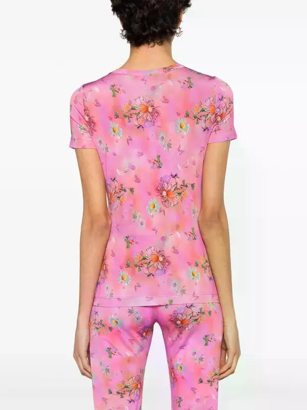 MARGHERITA MACCAPANI Floral-print Mesh T-shirt - Pink