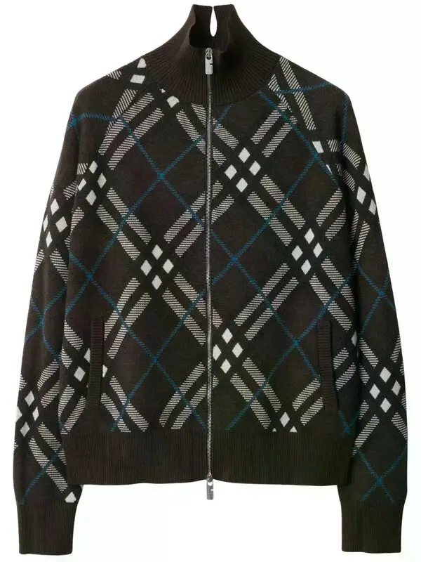 Burberry Check Zip-up Cardigan