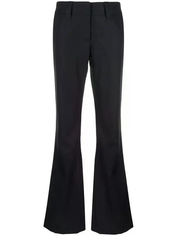 Palm Angels Low-rise Flared Trousers With Rear Logo Patch - Blue