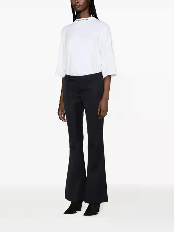 Palm Angels Low-rise Flared Trousers With Rear Logo Patch - Blue