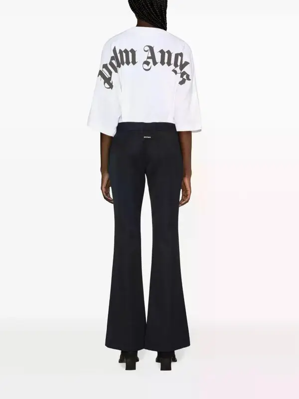 Palm Angels Low-rise Flared Trousers With Rear Logo Patch - Blue