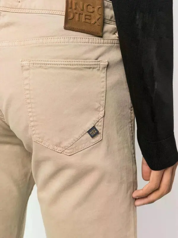 Incotex Straight-leg Jeans With Logo Patch - Neutrals