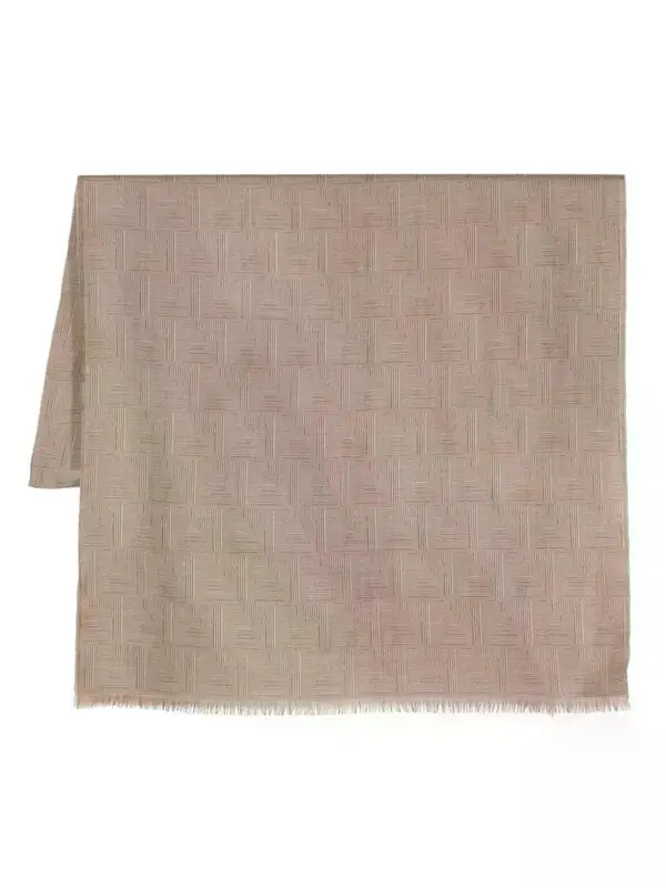 Fendi Ff-pattern Frayed-edge Scarf