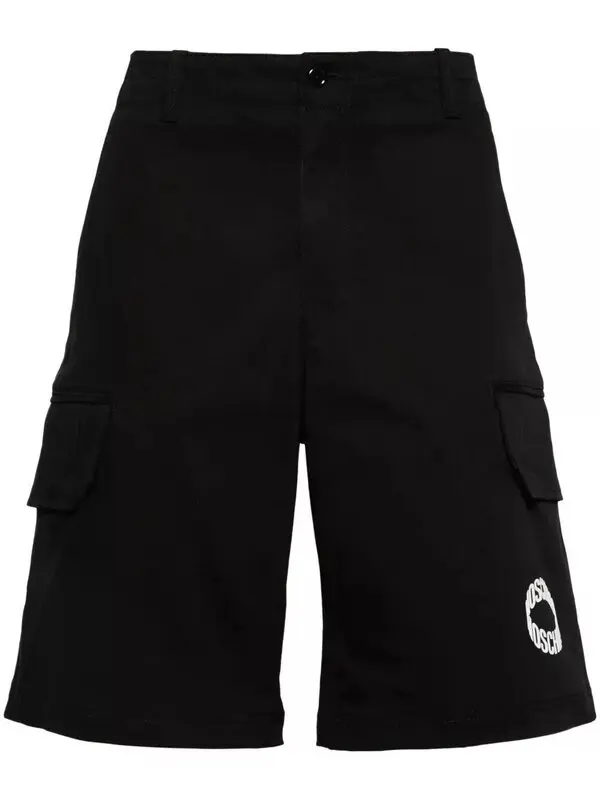 Moschino Logo Print Cargo Shorts - Black