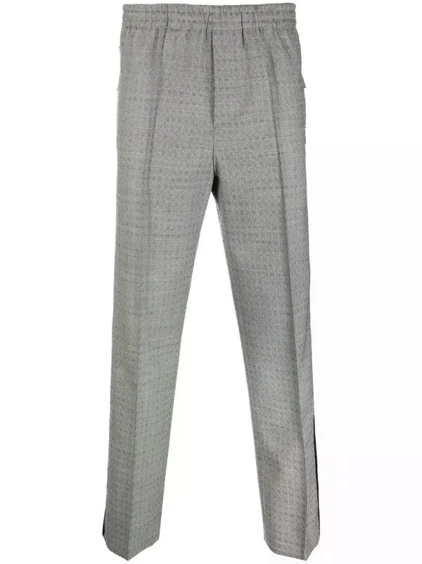 SAPIO Graphic-print Wool-cotton Blend Trousers - Grey
