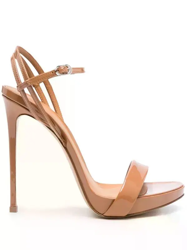 LE SILLA Gwen 120mm Patent Leather Stiletto Sandals - Brown