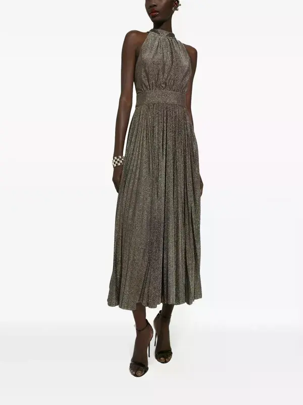 Dolce & Gabbana Midi Pleated Halterneck Dress