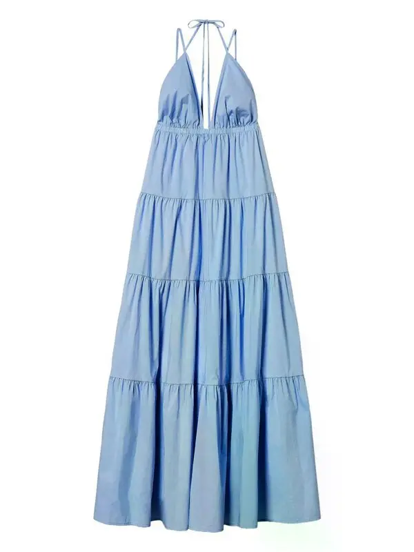 TWINSET Poplin Maxi Dress With Tiered Skirt