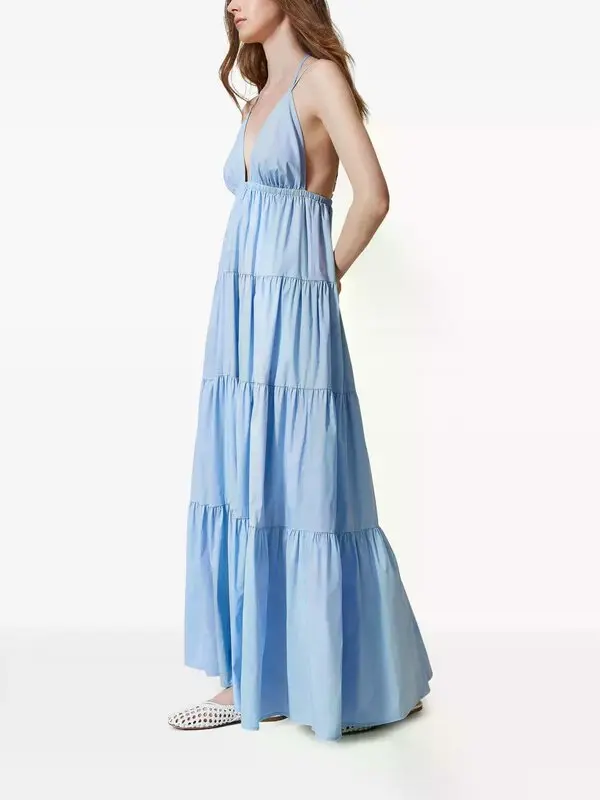 TWINSET Poplin Maxi Dress With Tiered Skirt