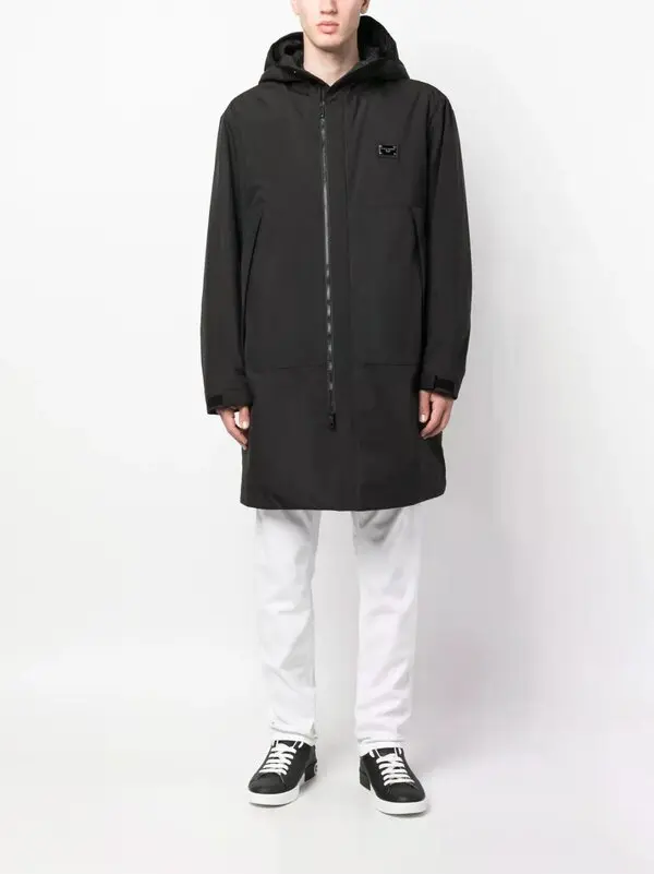Dolce & Gabbana Logo Plaque Hooded Coat