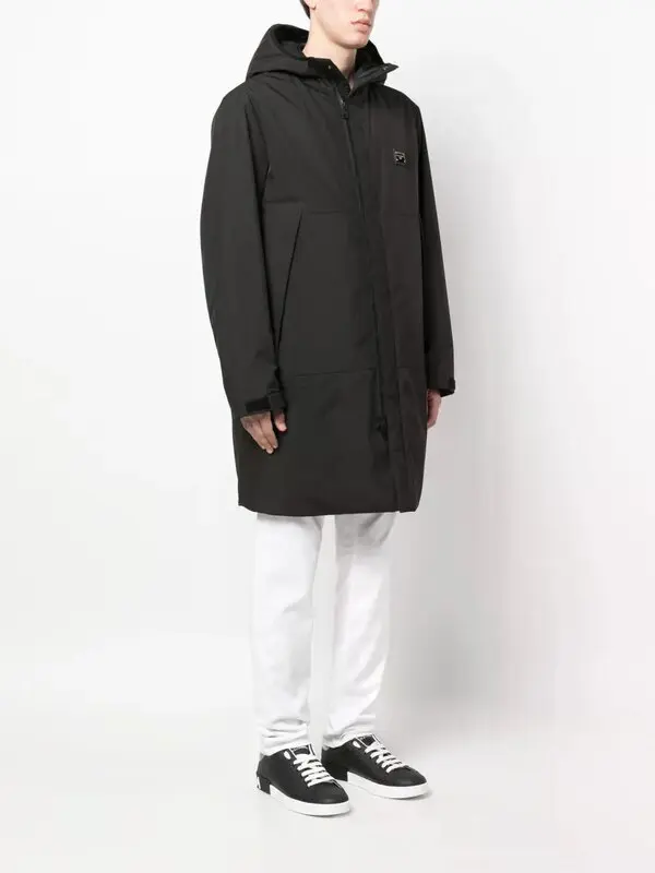 Dolce & Gabbana Logo Plaque Hooded Coat
