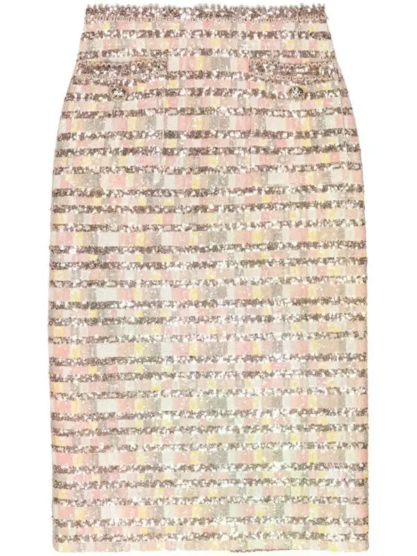 Elie Saab Camaleonte Sequin-embellished Midi Skirt - Neutrals