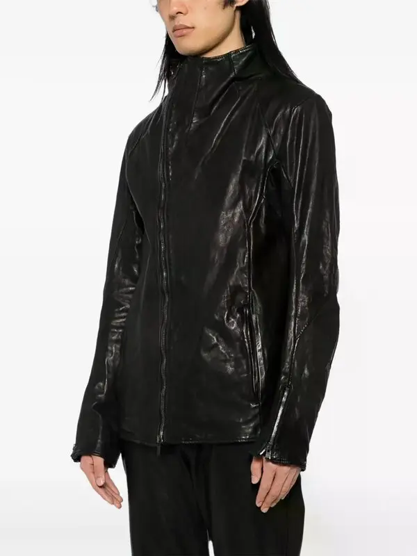 INCARNATION Leather High Neck Zip Jacket