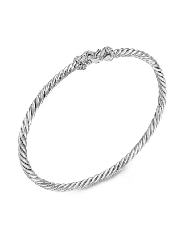 David Yurman Sterling Cable Diamond Buckle Bracelet