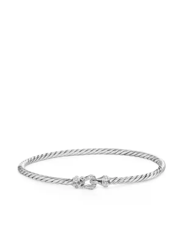 David Yurman Sterling Cable Diamond Buckle Bracelet