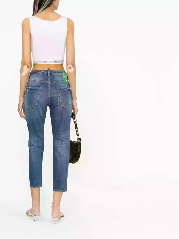 Dsquared2 Cropped Distressed Slim-fit Jeans