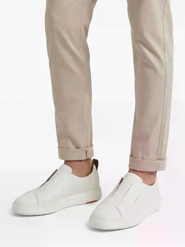 Santoni Calf Leather Slip-on Sneakers - Neutrals