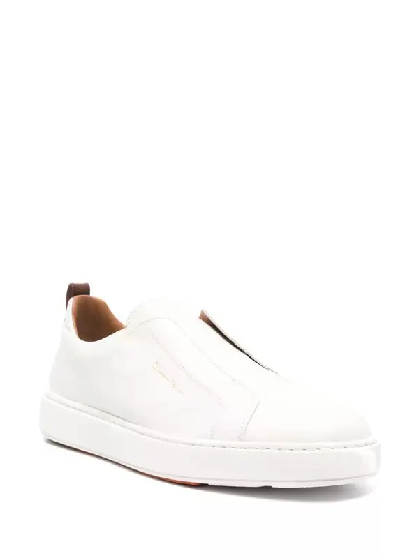 Santoni Calf Leather Slip-on Sneakers - Neutrals