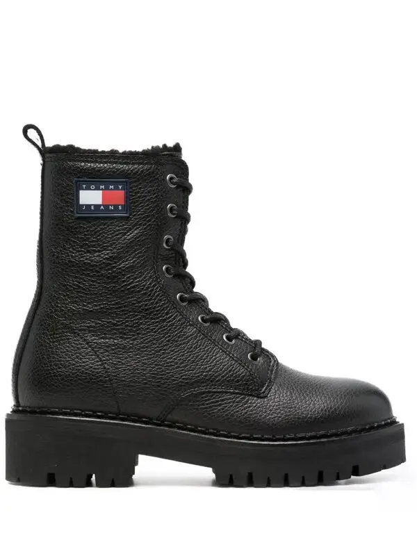 Tommy Hilfiger Leather Lace-up Boots - Black