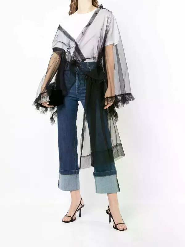 ACT Nº1 Cropped Jeans With Tulle Detailing