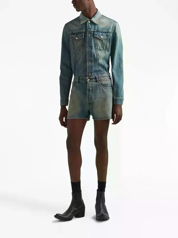 Prada Denim Blouson Jacket With Enamel Triangle Logo