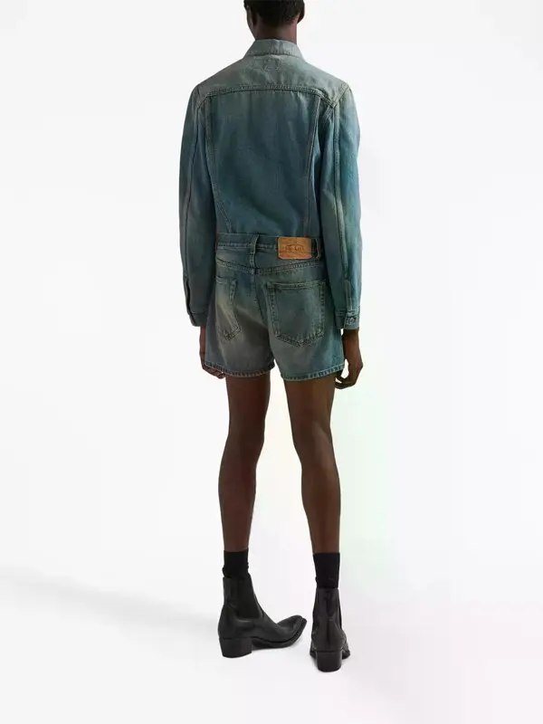 Prada Denim Blouson Jacket With Enamel Triangle Logo