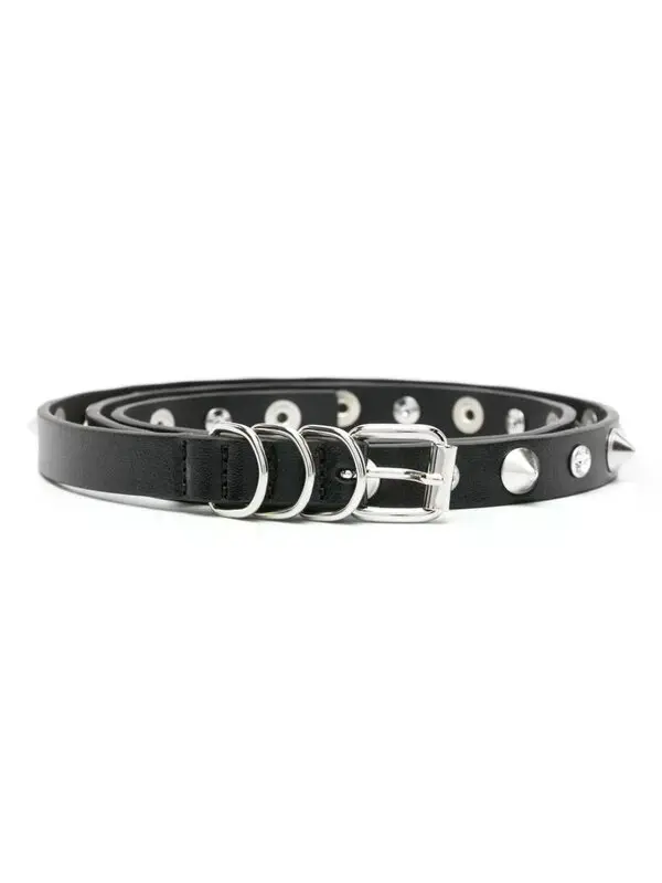 Alessandra Rich Spike-embellished Leather Belt - Black