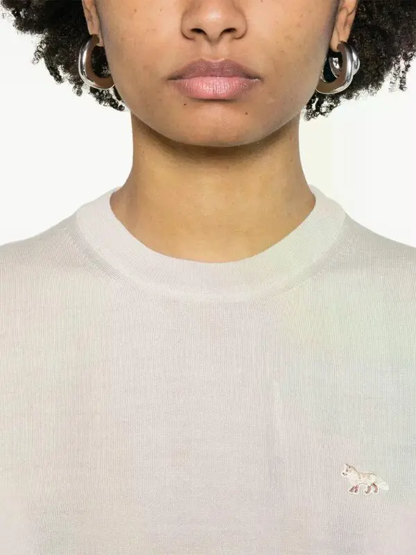 Maison Kitsuné Baby Fox-patch Crew Neck Sweater - Neutrals