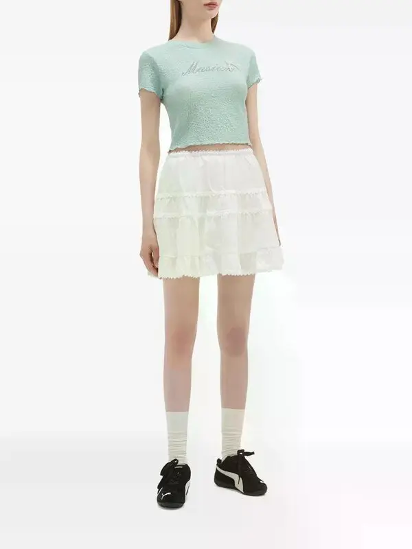 MUSIUM DIV. Logo Embroidered Crop Top - Blue