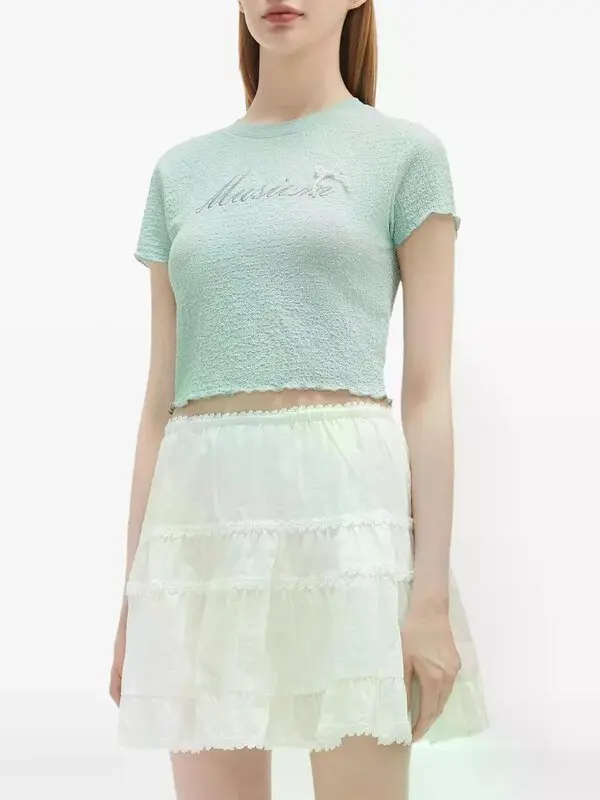 MUSIUM DIV. Logo Embroidered Crop Top - Blue
