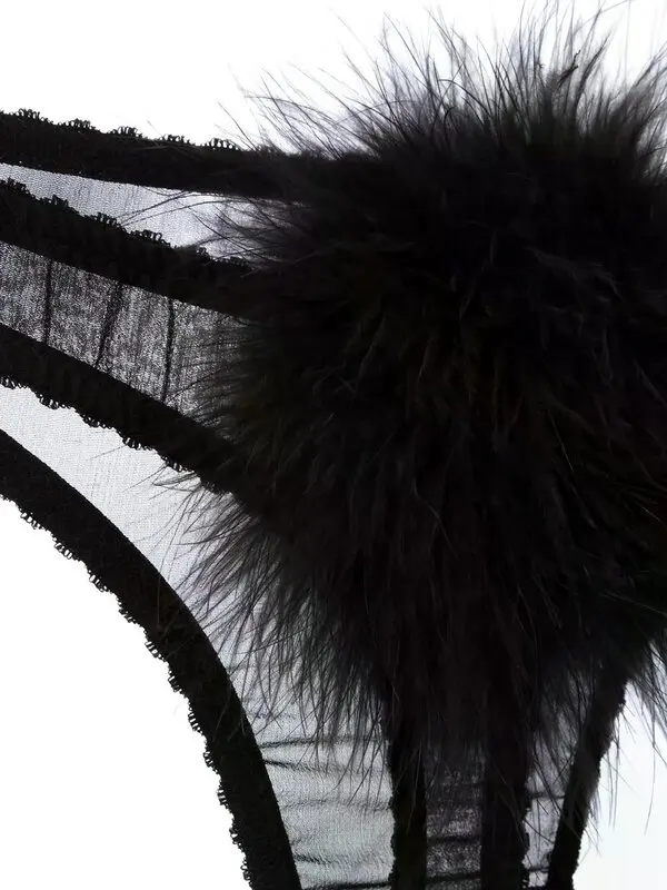 GILDA & PEARL Diana Georgette Pompom Thong - Black