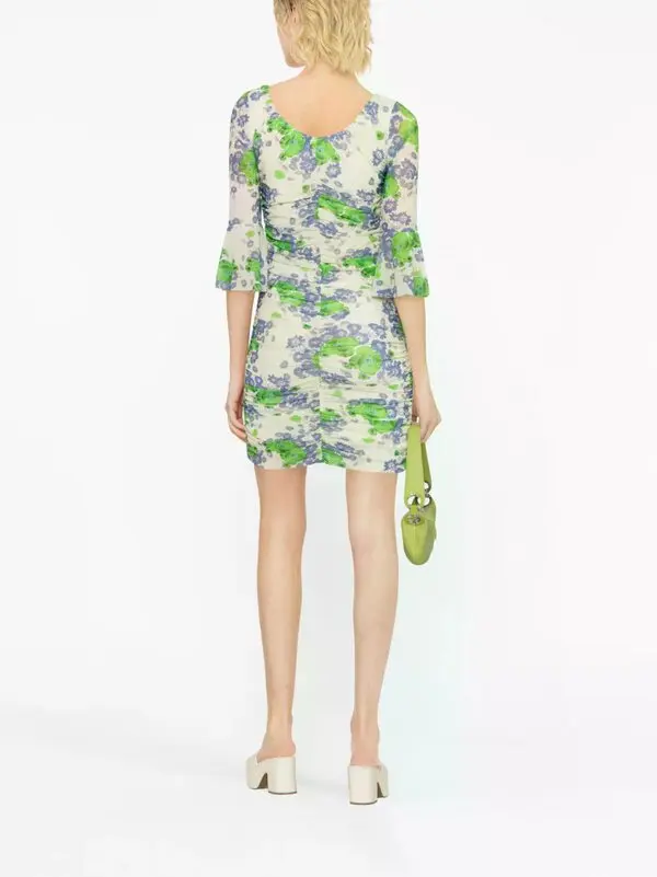 GANNI Floral-print Ruched Minidress