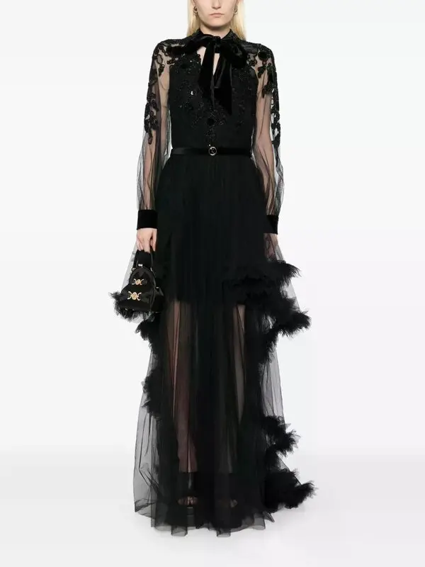 SAIID KOBEISY Bead-embellished Dress - Black