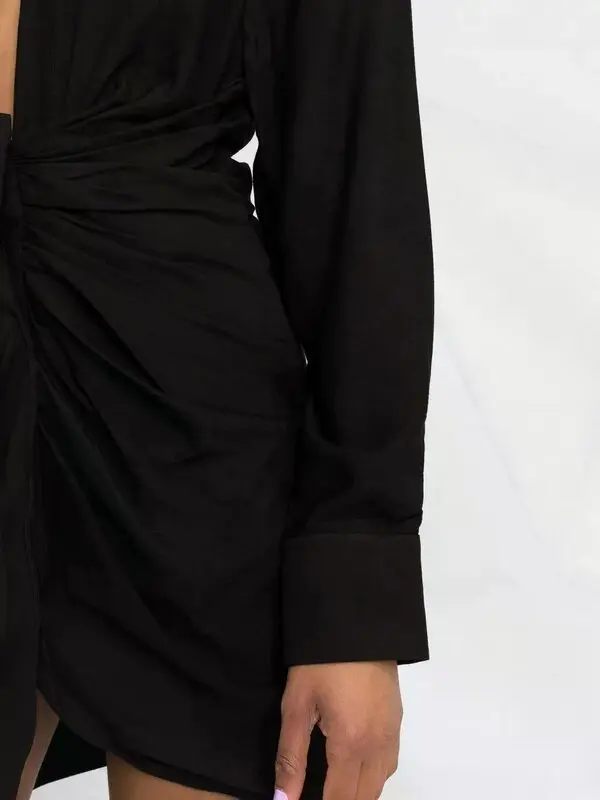 Jacquemus Long-sleeved Mini Shirt Dress - Black