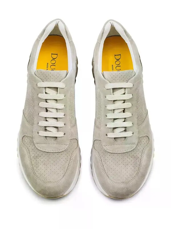 DOUCAL'S Suede Lace-up Sneakers With Perforated Detailing