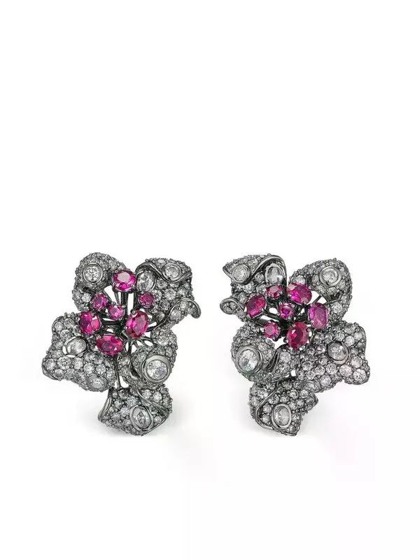 ANABELA CHAN 18kt Gold Diamond And Sapphire Earrings - Black