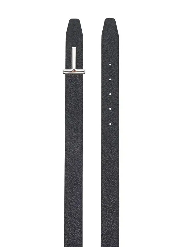 TOM FORD Logo Plaque Leather Belt