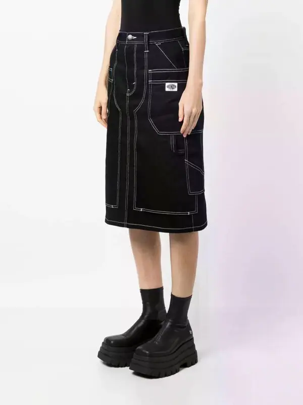 GROUND ZERO Panelled Denim Midi Skirt