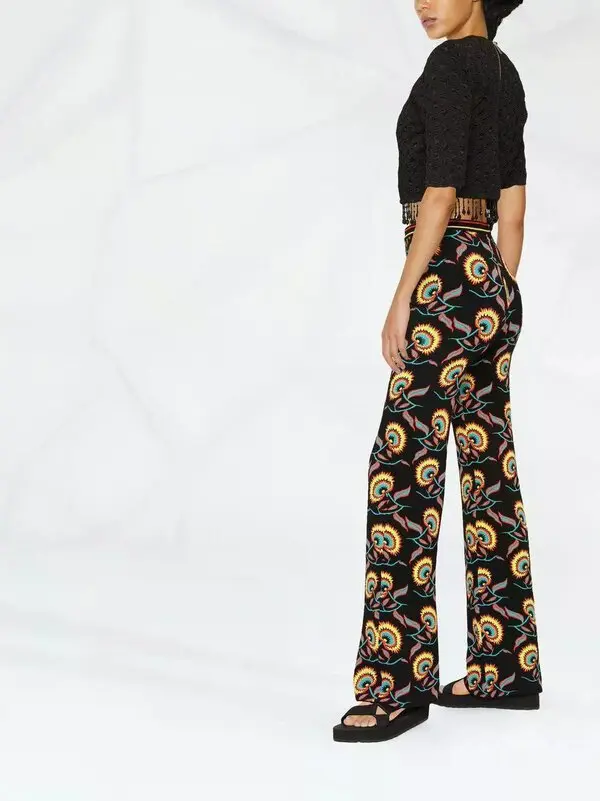 Rabanne Floral Print Flared Trousers