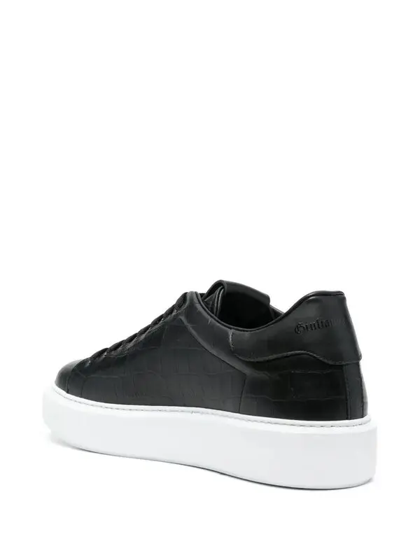 GIULIANO GALIANO Crocodile-embossed Calf Leather Sneakers - Black