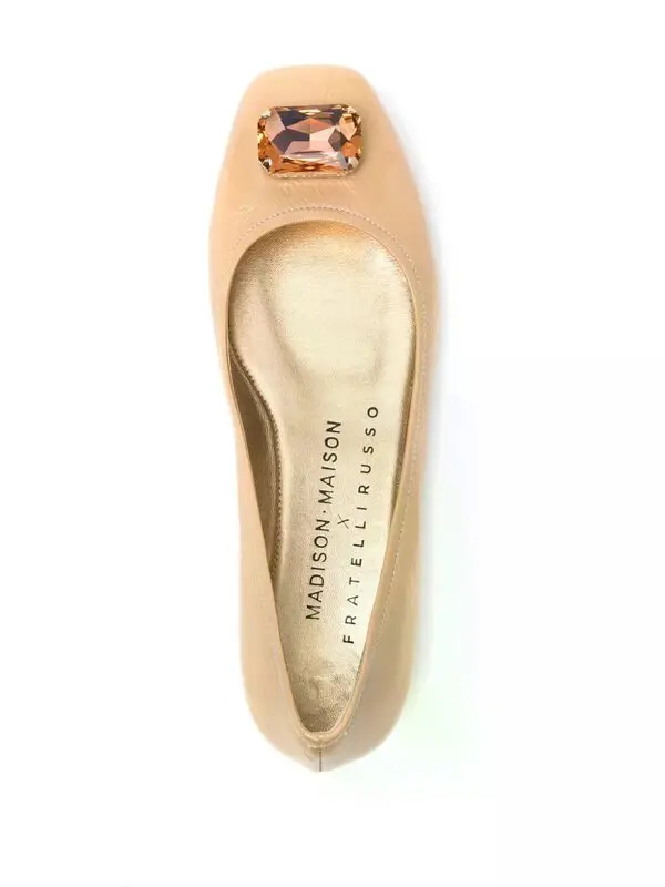 MADISON MAISON Marion Ballet Flats With Rhinestone Embellishment - Brown