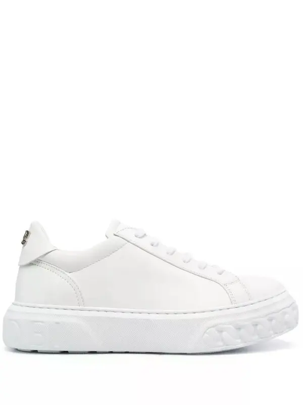 Casadei Low-top Leather Sneakers With Embossed Detailing - White