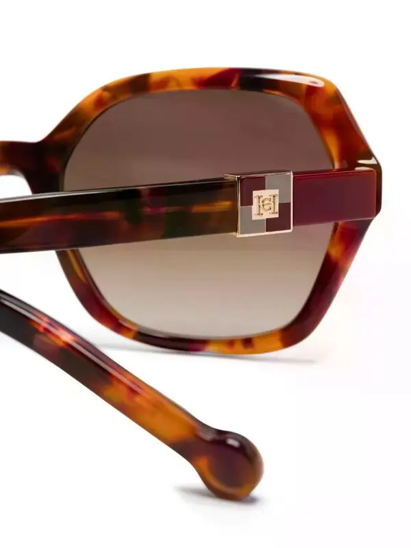 Carolina Herrera Tortoiseshell Hexagonal Frame Sunglasses