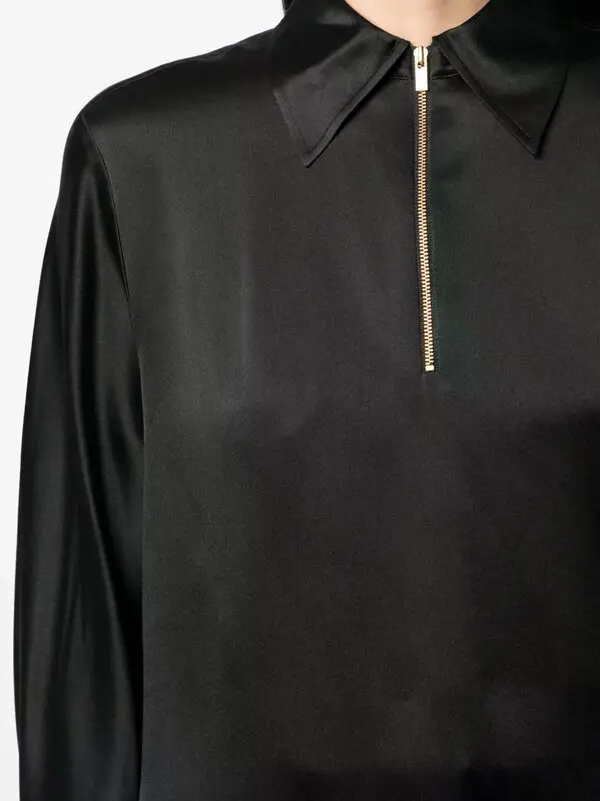Vince Silk Long-sleeve Blouse - Black