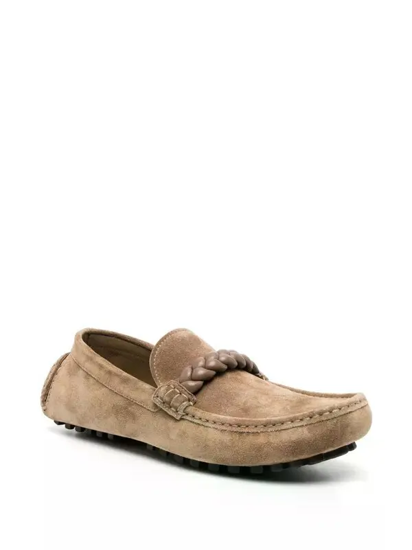 GIANVITO ROSSI Braided Suede Loafers - Neutrals