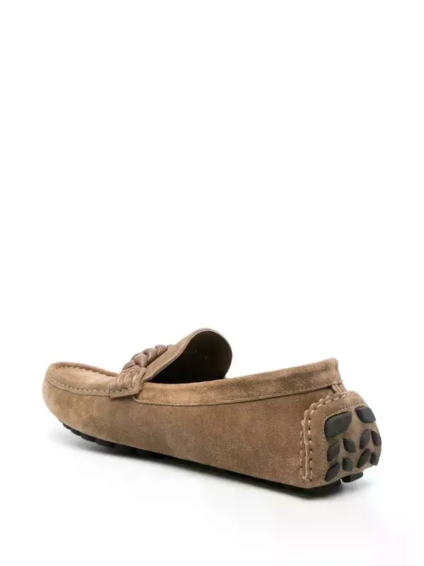 GIANVITO ROSSI Braided Suede Loafers - Neutrals