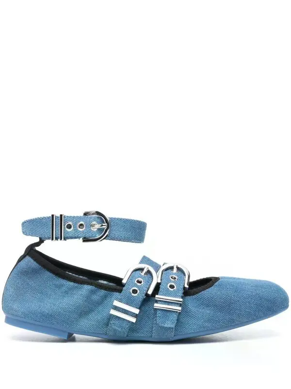STUART WEITZMAN Maverick Leather Ballerina Shoes - Blue